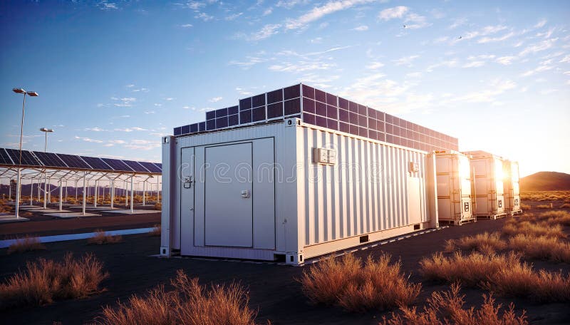 Large-scale Solar Power Plant with Rows of Solar Panels in the Desert ...