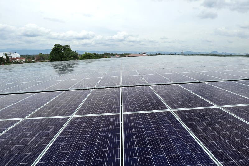 Large Scale Solar PV Rooftop System Stock Image - Image of building ...