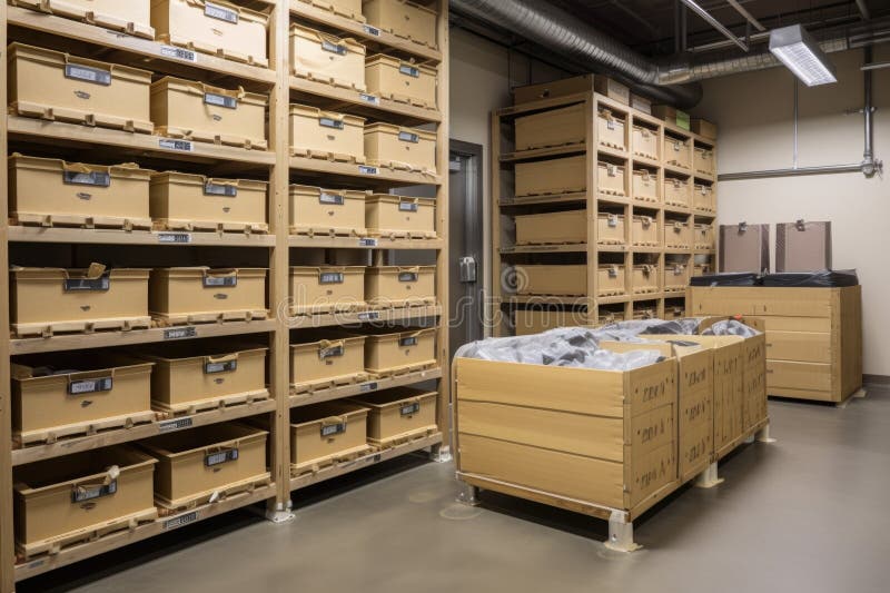 Large-scale Storage System with Crates, Boxes, and Bins Stock ...