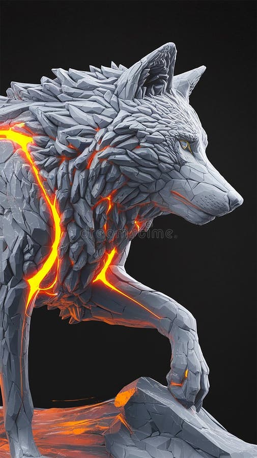 A Wolf Sculpted from a Harmonious Combination of Cold, Unbending Stone ...