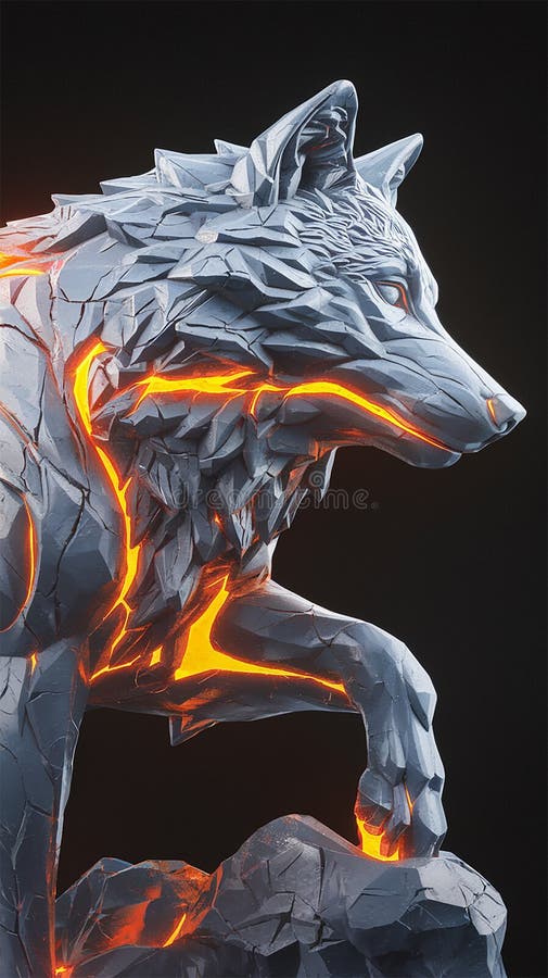 A Wolf Sculpted from a Harmonious Combination of Cold, Unbending Stone ...