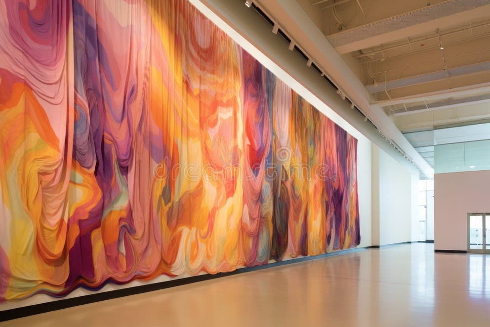 Large-scale Textile Artwork Draped in a Gallery Stock Illustration ...