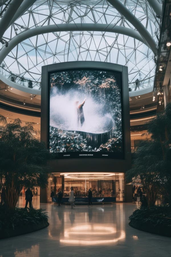 A Large Screen in a Building with People Walking Around. Generative AI ...