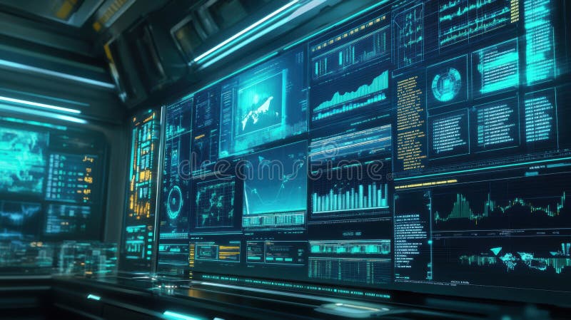 A Large Screen with a Lot of Information on it, AI Stock Photo - Image ...