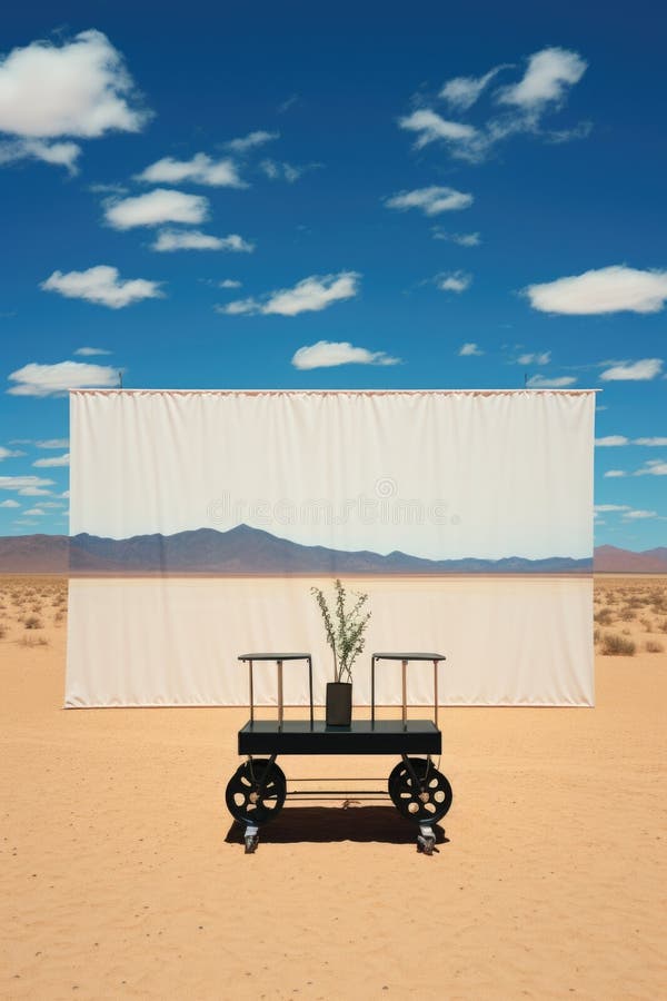A Large Screen in the Middle of a Desert. Generative AI Image. Stock ...