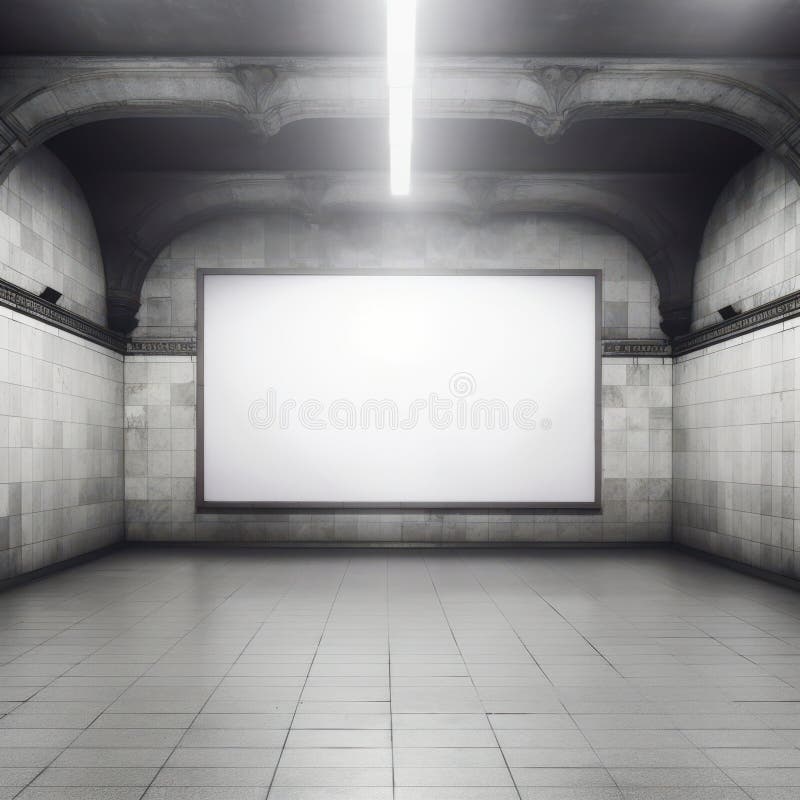 A Large Screen in a Subway Station with a Light Coming from it Stock ...