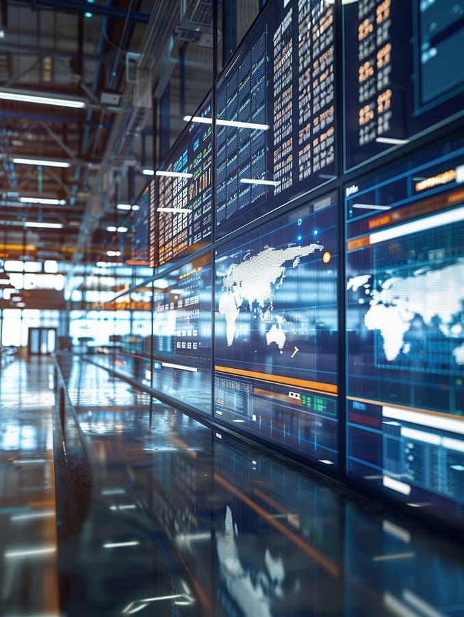 Large Screens in a Logistics Control Center Show Real-time Delivery and ...