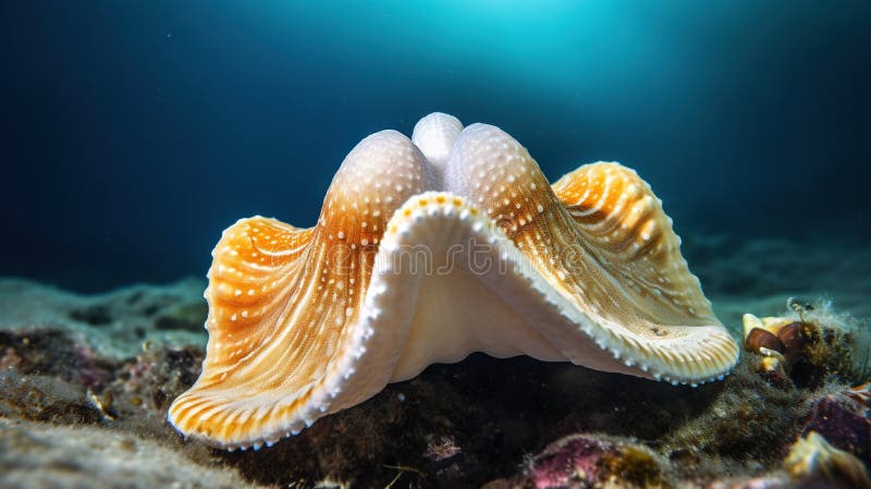 A Large Sea Shell on the Bottom of the Ocean Floor Stock Illustration ...