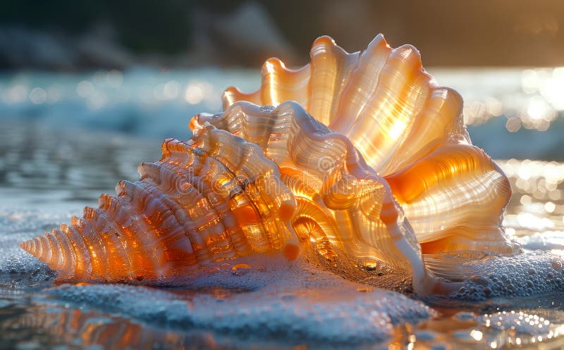 Large Sea Shell Lies on the Sand by the Sea Stock Image - Image of ...