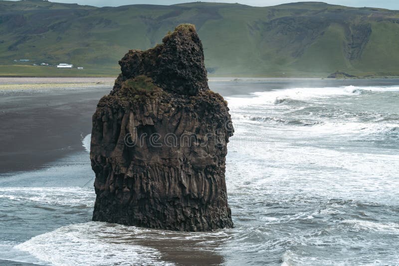 Large Sea Stack Rock at Dyrholaey Iceland, Near Vik Stock Image - Image ...