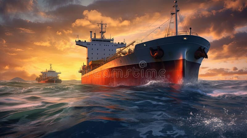 Large Sea Tanker for Transporting Oil Stock Illustration - Illustration ...