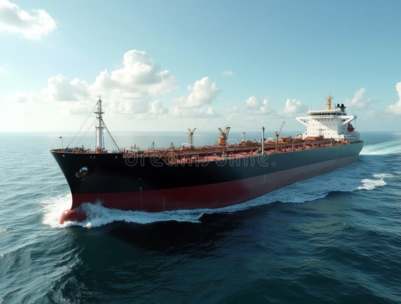 Large Sea Tanker for Transporting Oil Floats into Sea Stock ...