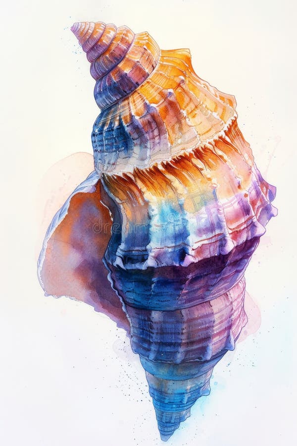 A Large Seashell on a White Background. Illustration Stock Image ...