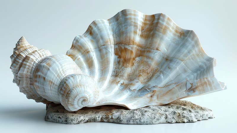 Large Seashell on White Background Stock Illustration - Illustration of ...