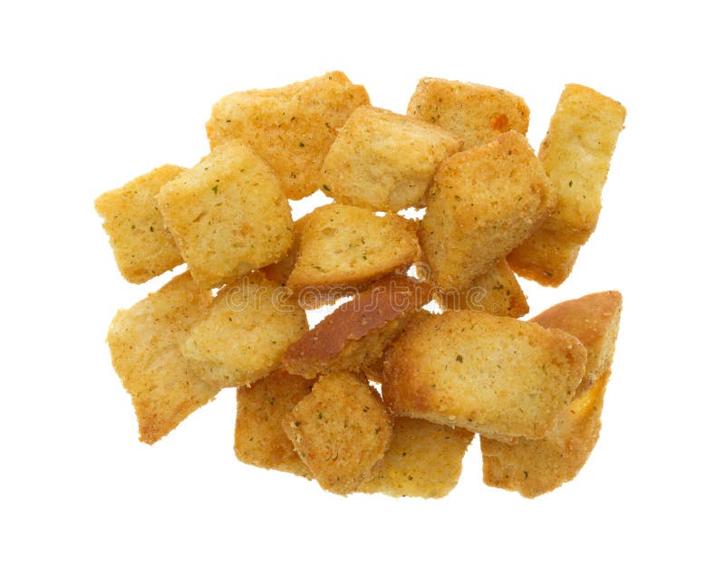Large Seasoned Croutons on a White Background Stock Photo - Image of ...