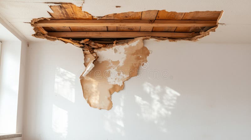 Water Damage Leads To Ceiling Collapse in Residential Room during ...