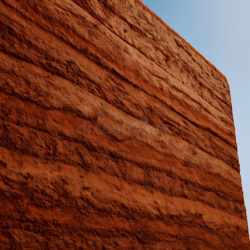 A Large Section of a Rammed Earth Wall Displaying Prominent Horizontal ...