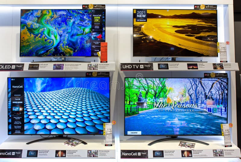 Large Selection of LG TVs in an Electronics Store. Minsk, Belarus ...