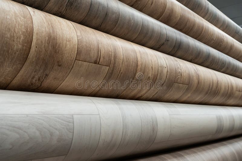 Rolls of New Linoleum on the Window of a Hardware Store. a Large ...