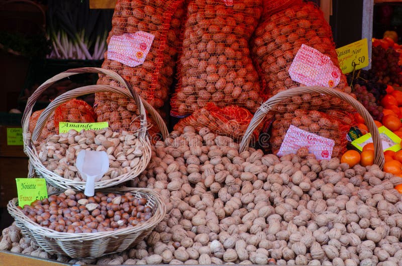 Large Selection of Nuts for Sale Stock Photo - Image of food, shop ...