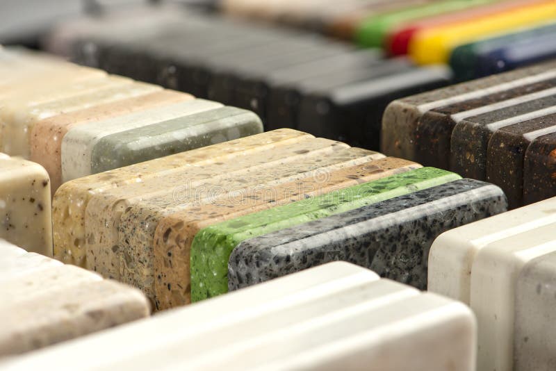 Large Selection of Stone Samples for Countertops and Floors. Pieces of ...