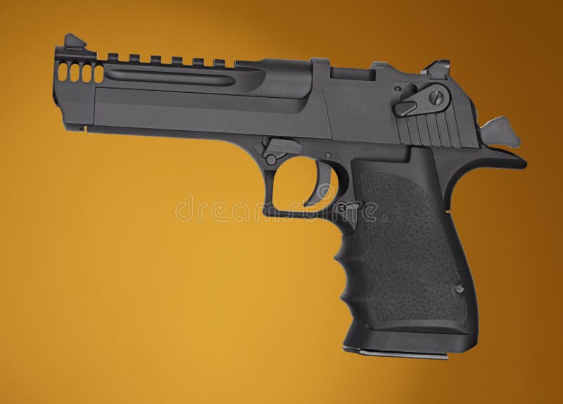 Large Semi Automatic Pistol on Orange Stock Image - Image of beige ...