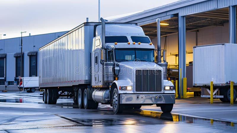 Large Semi-truck Parked at Loading Dock Stock Photo - Image of ...
