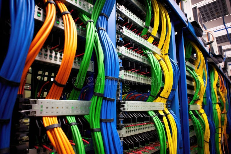 Large Server Equipment with Multiple Ethernet Connections Stock Photo ...