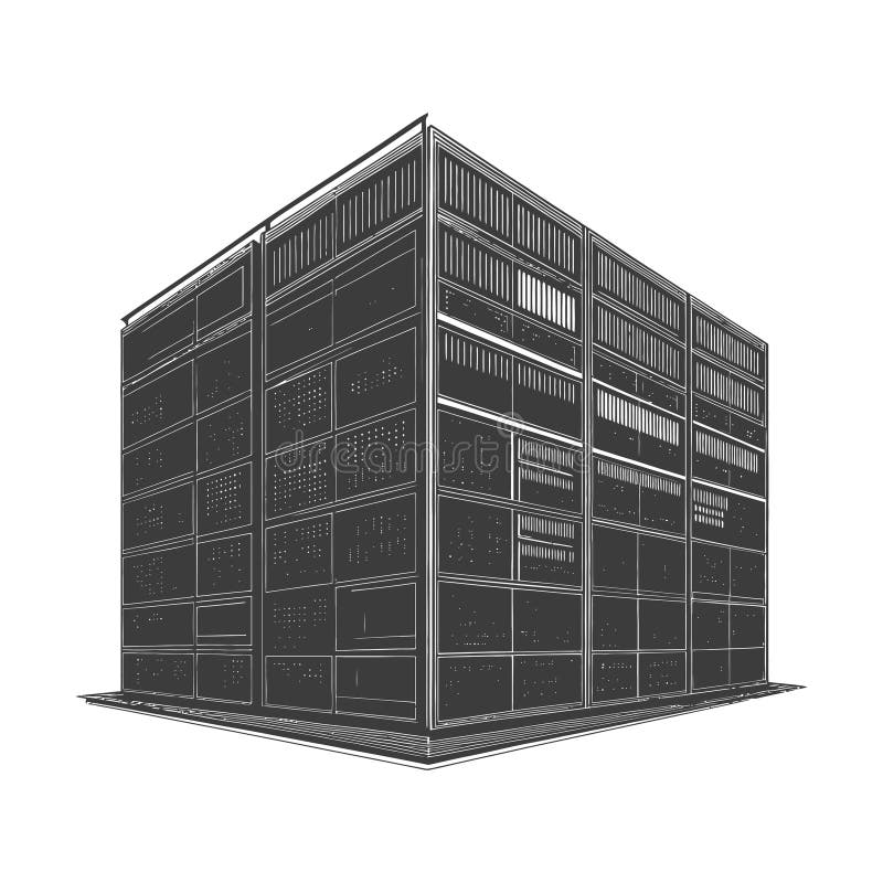 Massive Server Room: Technical Illustration of Data Center Technology ...