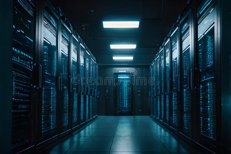 Large Server Room. Big Data Center Stock Illustration - Illustration of ...