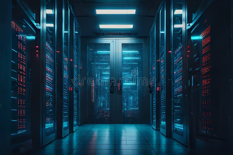 Large Server Room. Big Data Center Stock Illustration - Illustration of ...