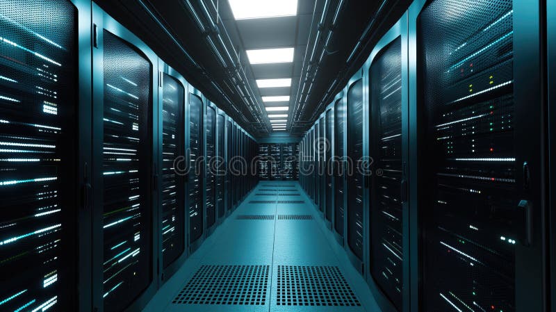 Large Server Room. a Special Room for Placing Company Servers. No ...