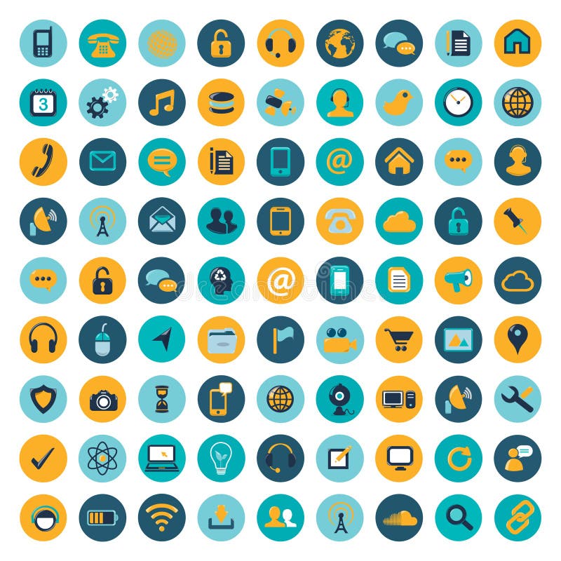 Large Set Computer Icons Stock Illustrations – 575 Large Set Computer ...