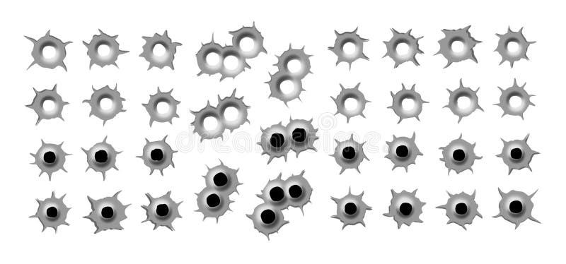 Large Set of Bullet Holes in Different Shades. Stock Illustration ...