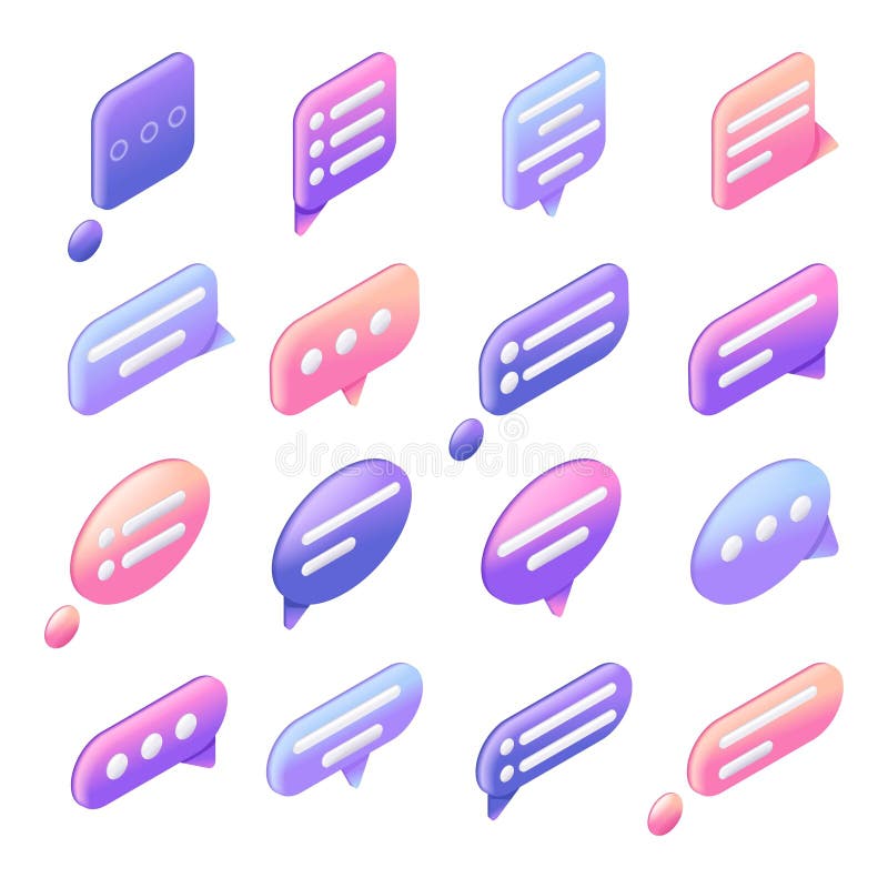 Large Set of Cartoon Icons. Speech, Communication, Dialogue Bubbles ...