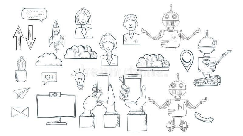 Chatbot Doodle Concept stock vector. Illustration of information ...