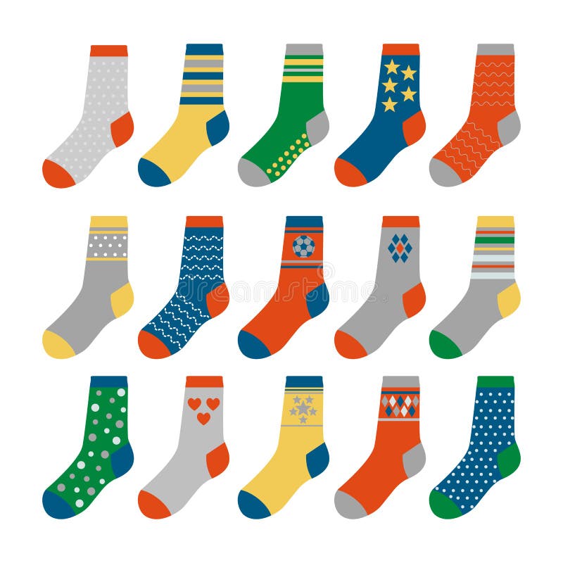 A Large Set of Colored Socks with Various Patterns and Ornaments ...