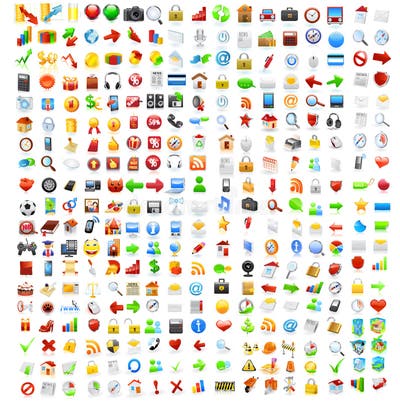 Large Set of Computer Icons Stock Vector - Illustration of isolated ...