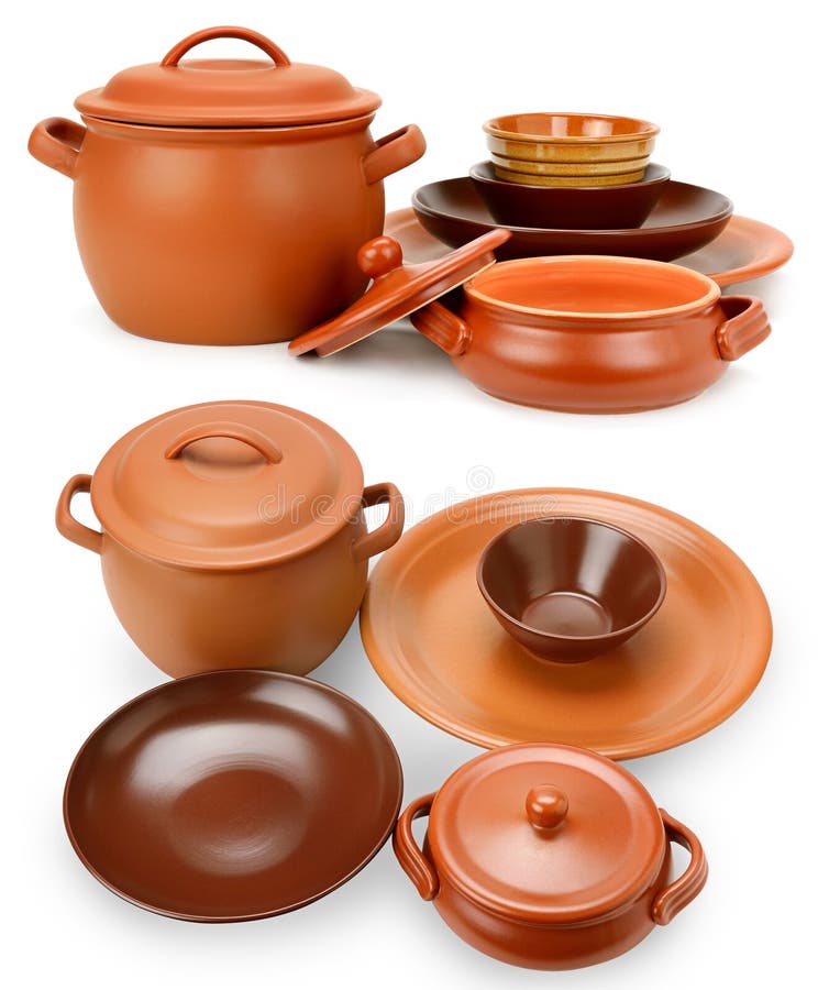 Large Set of Cookware for Cooking Isolated on White Stock Photo - Image ...