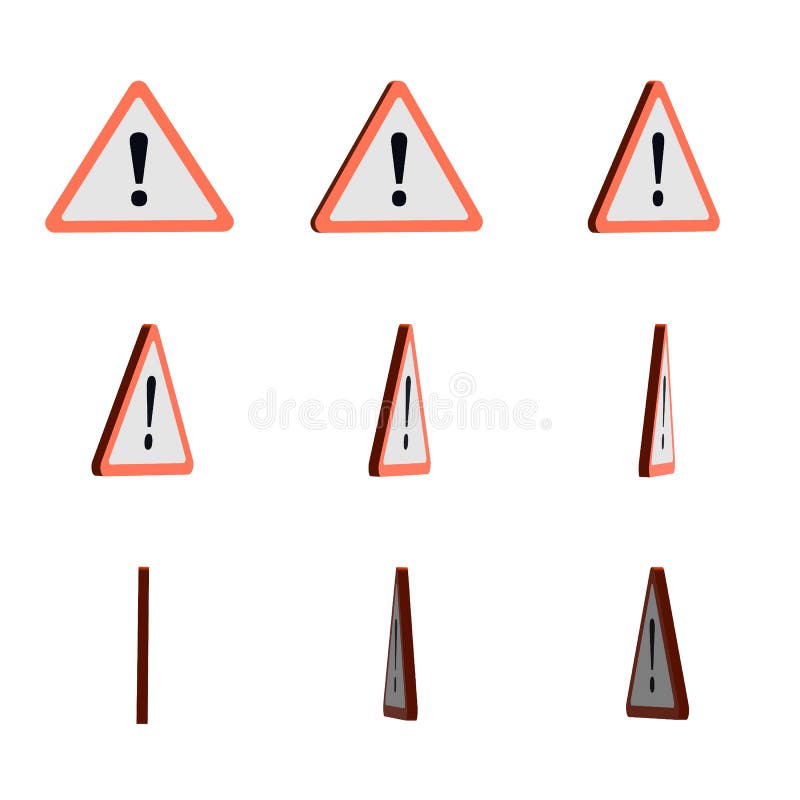 Large Set of 3D Attention Signs. View from Different Sides Stock Vector ...