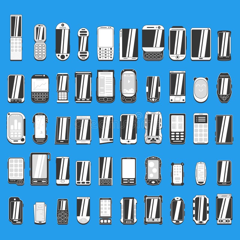 Large Set of Different Abstract Mobile Phones Part 1/2 Stock Vector ...