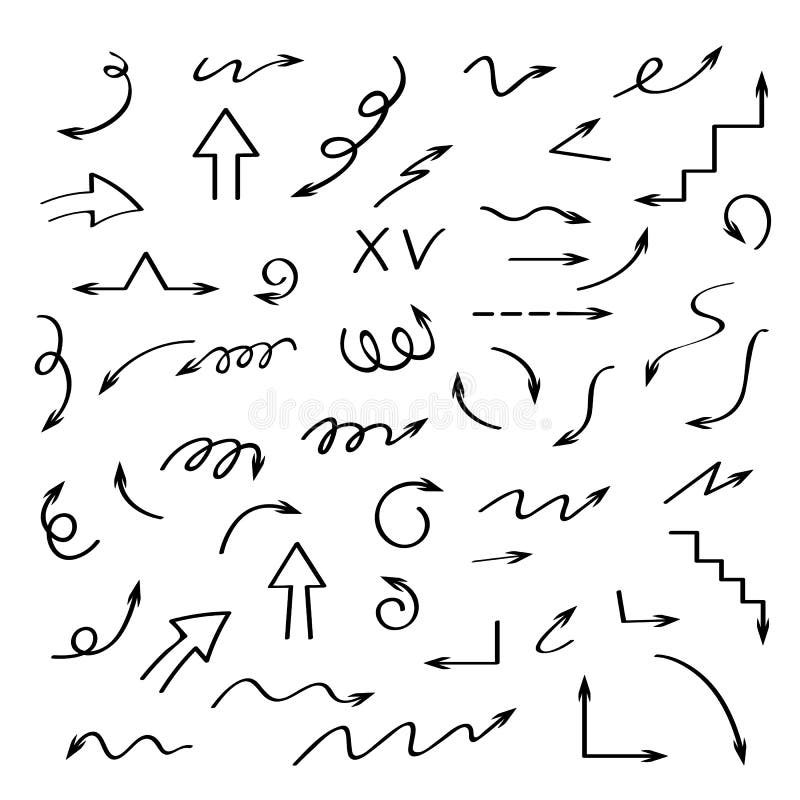 Large Set of Different Arrows, Cross and Check Mark. Flat Vector ...