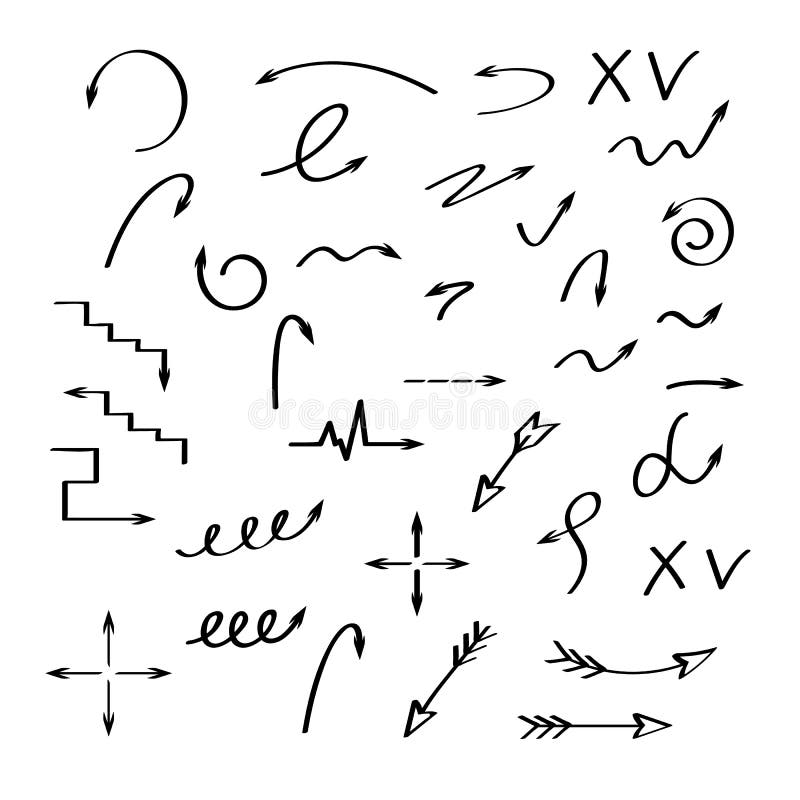 Large Set of Different Arrows, Cross and Check Mark. Flat Vector ...