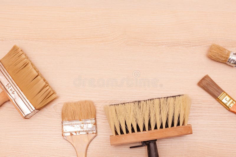 A Large Set of Different Construction Brushes. Stock Photo Set of ...