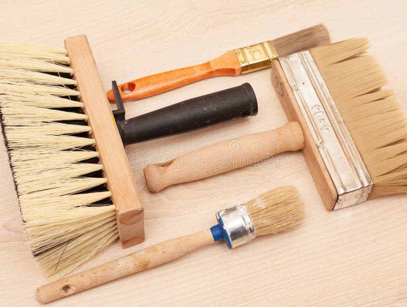 A Large Set of Different Construction Brushes. Stock Photo Set of ...