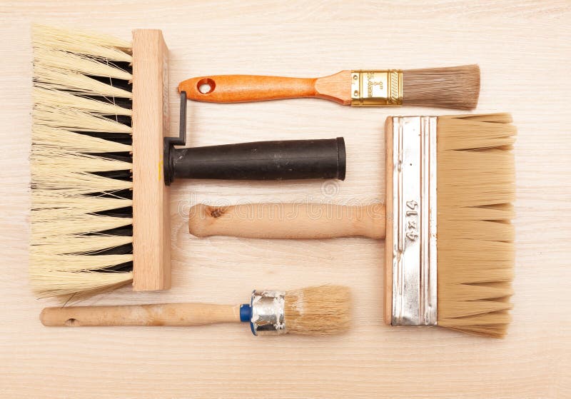 A Large Set of Different Construction Brushes. Stock Photo Set of ...