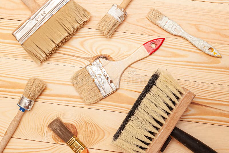 A Large Set of Different Construction Brushes. Stock Photo Set of ...