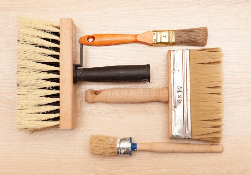 A Large Set of Different Construction Brushes. Stock Photo Set of ...