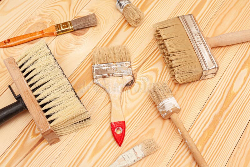 A Large Set of Different Construction Brushes. Stock Photo Set of ...