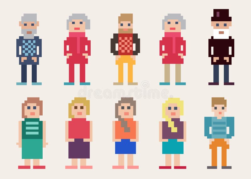 Pixel men stock vector. Illustration of business, color - 19044489